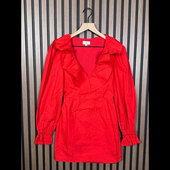 Camila Coelho | Dresses | Camila Coelho Xs Womens Red Ruffled V Neck ...